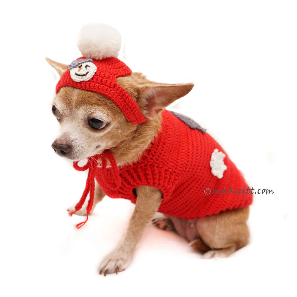 Snowman Dog Costume with Matching Pom Pom Hat Christmas DF90| myknitt